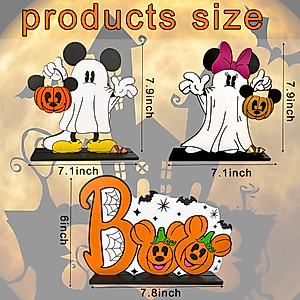 3PCS Halloween Mouse Wooden Table Centerpieces Halloween Mouse Decorations Boo Sign Table Centerpiece for Halloween Happy Halloween Mouse Pumpkin Table Topper for Halloween Party Supplies