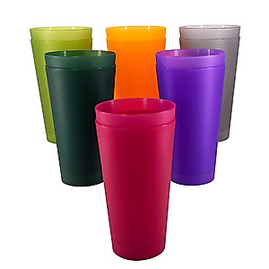 YUYUHUA Premium 32-ounce Large Cups, Multicolor Plastic Tumblers BPA Free Set of 12 for Indoor Outdoor Use (Multicolors)