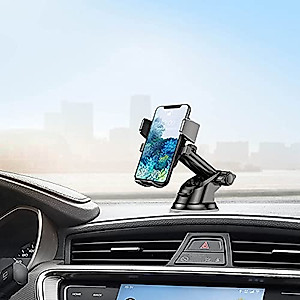 Phone Holder for Car, 360°Rotatable Car Phone Mount for Windshield Dashboard Air Vent, Universal for All Cell Phone and More Devices with Suction Cup and Clip