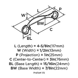 Amerock | Cabinet Pull | Satin Nickel | 3 inch (76 mm) Center to Center | Everyday Heritage | 1 Pack | Drawer Pull | Drawer Handle | Cabinet Hardware