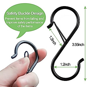 10 Pack Heavy Duty S Hooks for Hanging,3.5 inch Plant Hooks With Safety Buckle,S Shaped Hooks Kitchen Pot Rack Hooks Closet Hooks for Hanging Plants, Clothes, Kitchen Utensil, Pots and Pans, Bags