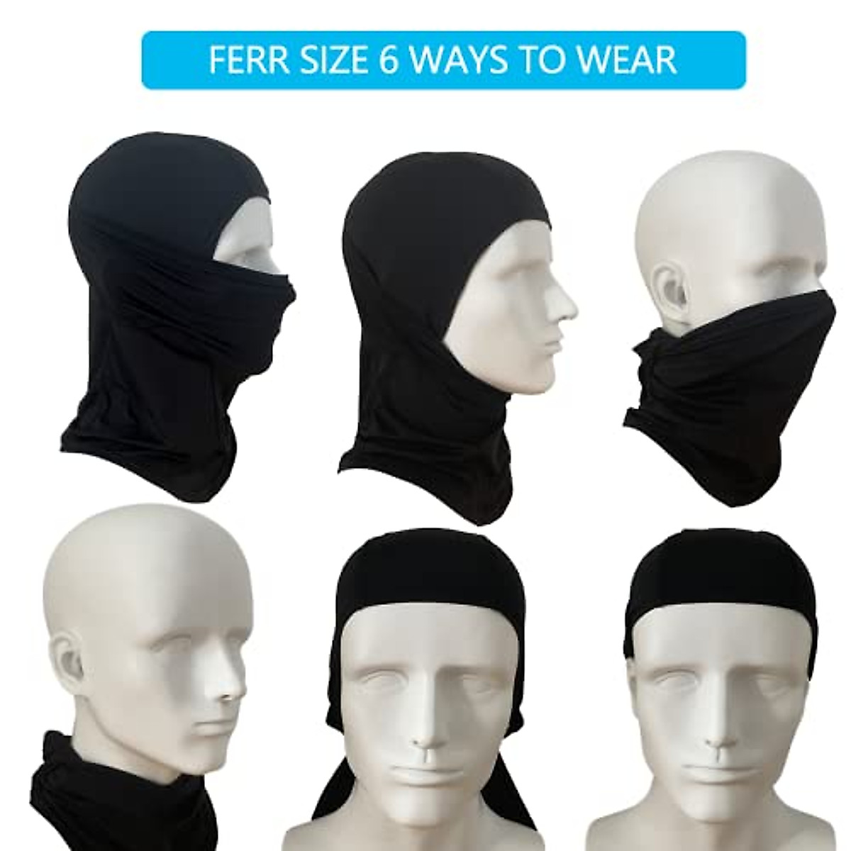 Balaclava Face Mask, Cooling Neck Gaiter Face Cover for Men UV Protection Ski Motorcycle Riding (Black)