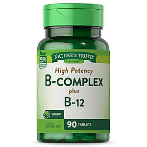 Nature's Truth Vitamin B Complex | Plus B12 | 90 Tablets | Vegetarian and Non-GMO Supplement