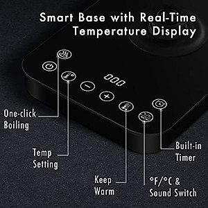 KYERLISH Electric Gooseneck Kettle 1.0L Temperature Control, Pour Over Kettle with 6 Variable Presets & Built-in Timer, 100% Stainless Steel Gooseneck Coffee Kettle & Tea Kettle, 1200W Quick Heating
