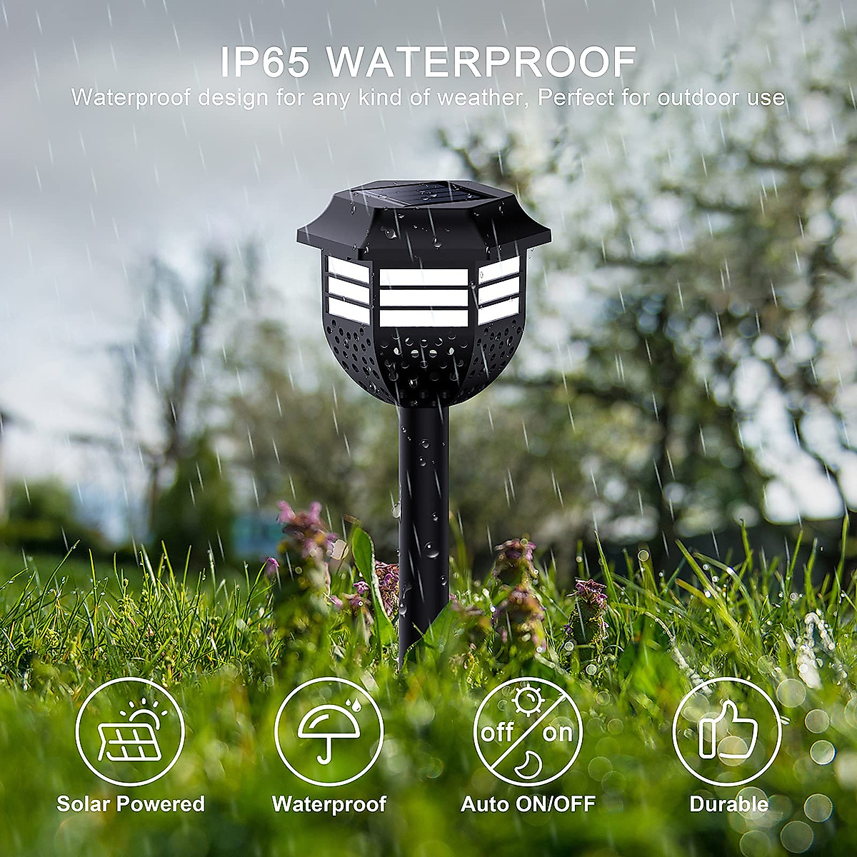 6 Pack Solar Garden Lights, ZNFRT Outdoor Solar Pathway Lights, IP65 Waterproof Solar Powered Landscape Lights, Auto On/Off Solar Lights Outdoor for Yard, Patio, Lawn, Walkway (Warm White)