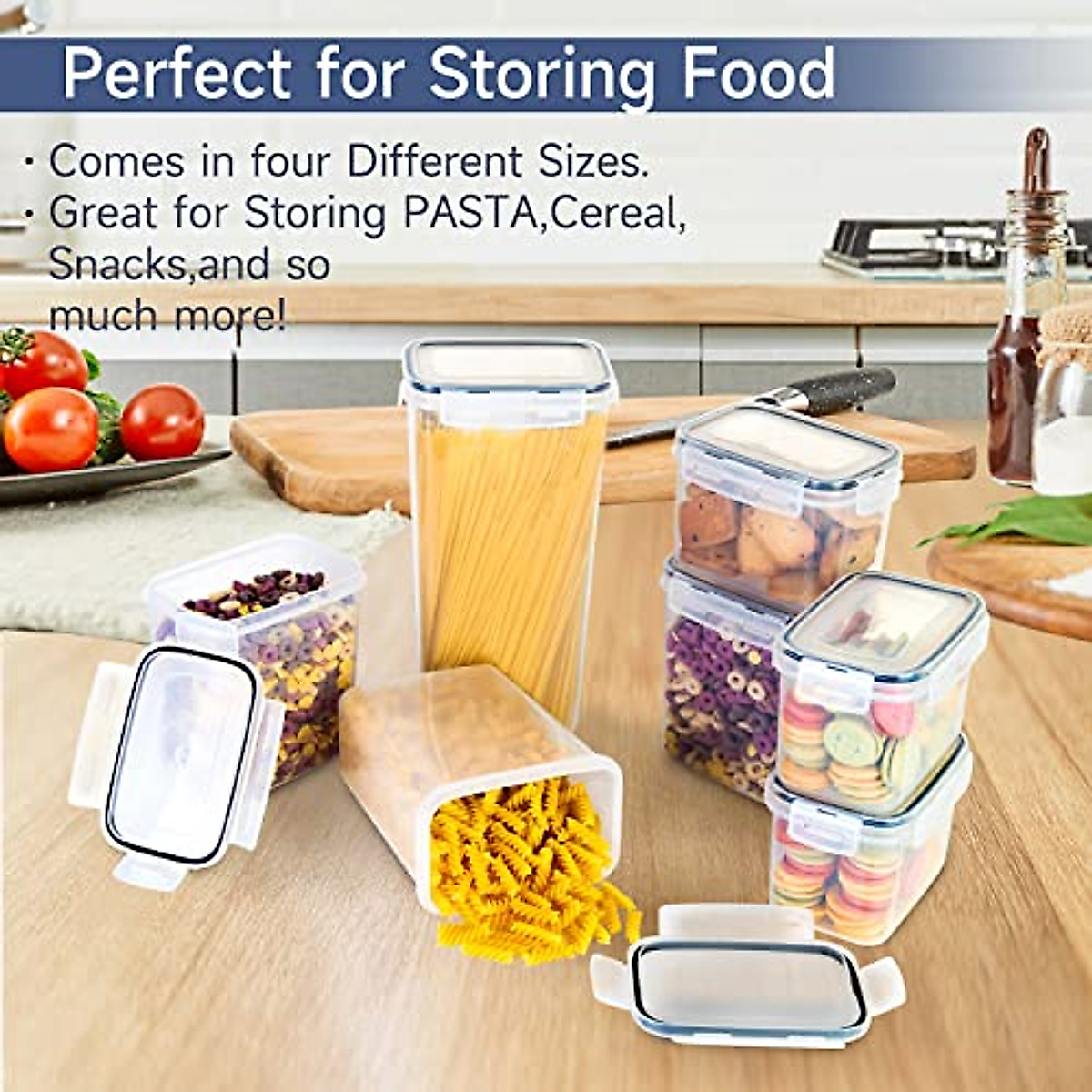 Hananojia Airtight Food Storage Container Set, BPA Free Plastic pantry organization and storage with Lids, 7 PCS Stackable Pop Food Containers for Pantry, Cereal, Pasta, Flour, Sugar Storage