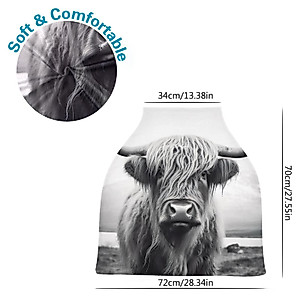 WELLDAY Baby Car Seat Covers Highland Cow Stretchy Breastfeeding Scarf Breathable Infant Carseat Canopy Nursing Covers Multi Use for Stroller High Chair Shopping Cart Boys and Girls
