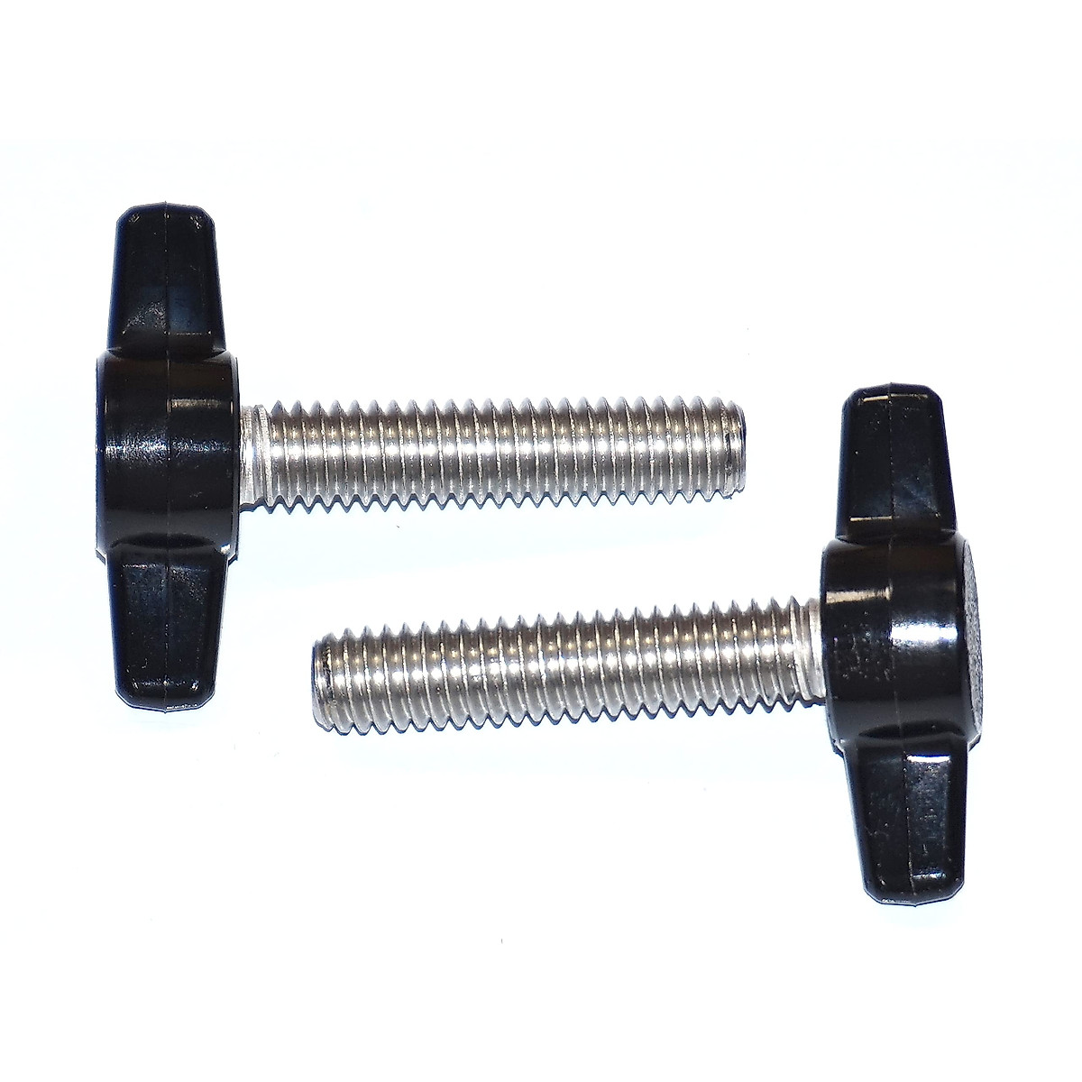 1/4"-20 x 1 Black Thumb Screw Stainless Steel Tee Wing Thumb Screws 1" Stud Coarse Threads Plastic Knob Thumbscrew - (4)