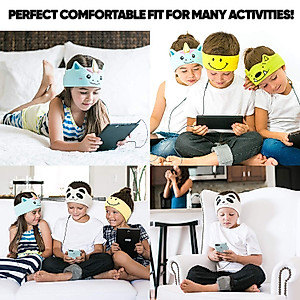 CozyPhones Over The Ear Headband Headphones - Kids Headphones Volume Limited with Thin Speakers & Super Soft Fleece Headband - Ivory Panda