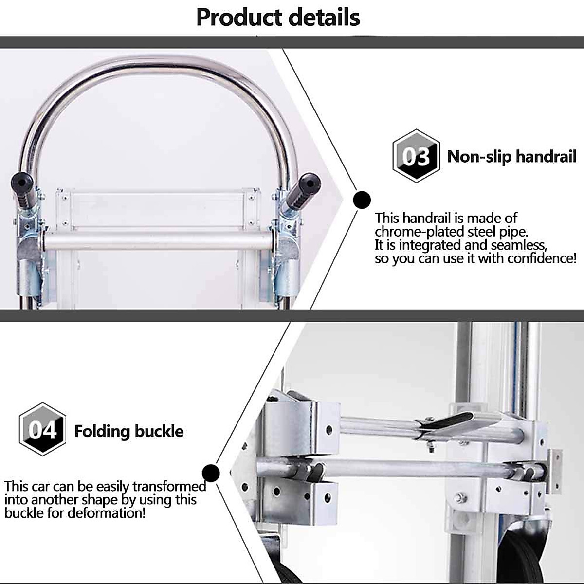 GTFDXJ Portable Folding Trolley Truck, Aluminum Alloy Truck, Multi-Function Trolley, Strong Load-Bearing and Thickening Push-Pull Truck,A