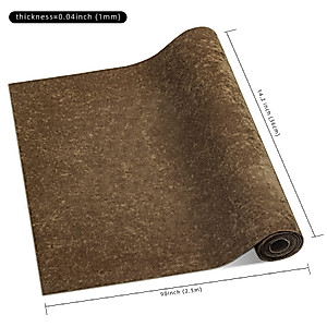 Iced Velvet Flock Self Adhesive Velvet Flocking Liner for Jewelry Drawer Velvet Lining for Jewelry Box Velvet Drawer Liner Roll Felt Fabric Soft Velvet Drawer Liner 14.2" x 98" (Brown)