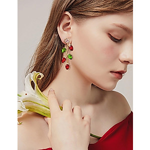 WOWORAMA Christmas Light Earrings for Women Red Green Crystal Bulb Earrings Statement Christmas Holiday Earrings Jewelry - Red Green Lights Xmas Earrings