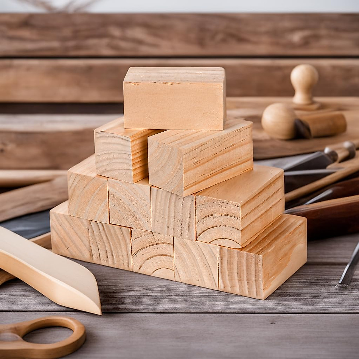 YOUEON 12 Pack Unfinished Wood Blocks for Art and Crafts, 4 X 4 X 1 Inch MDF Wood Board Wood Square Blocks Craft Panels Great for Crafts, Painting, DIY Projects, Chip Carving