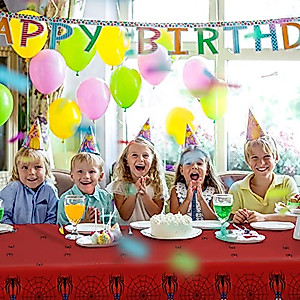 3Pcs Spider Themed Party Tablecloths, Large Disposable Plastic Table Covers for Superhero Party Kids Birthday Party Favors Tablecloths 54x108 inch