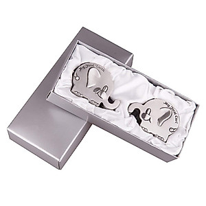 Feyarl Kids First Curl and Teeth Fairy Holder Containter Keepsake Box Tins Keeper for Christening Newborn Shower Kids Birthday Gift Metallic Engraved Elephant Shape (2.4 x 1.6 x 1.2 inches)