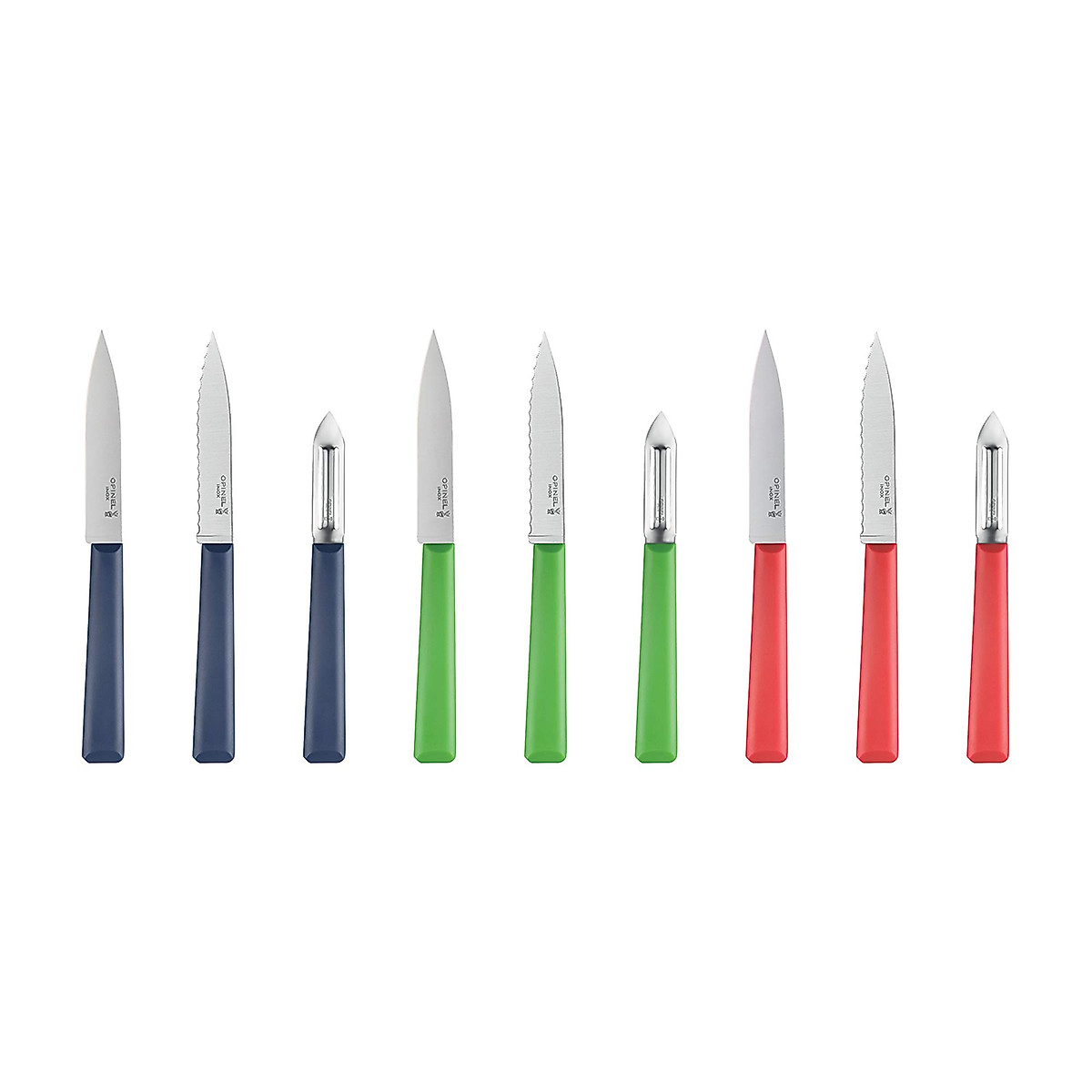 Opinel Les Essentials+ No. 313 Serrated Paring Knife, Corrosion Resistant + Dishwasher Safe, Made in France, Blue