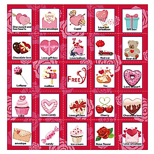 LETILY Bingo Cards Valentine Cards for Kids Adults-24 Players Valentine's Day Bingo Game for Kids Card Games School Classroom Games Birthday Party Favors Supplies Valentine Gifts for Boys Girls