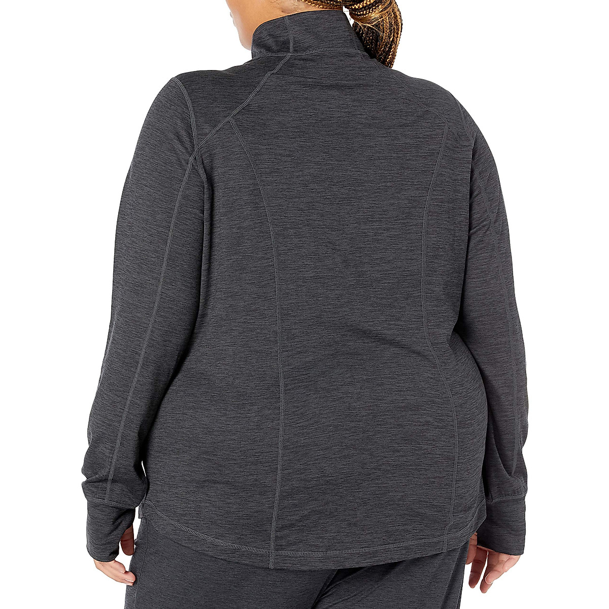 Amazon Essentials Women's Brushed Tech Stretch Full-Zip Jacket - Discontinued Colors, Black Space Dye, Medium