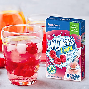 Wyler's Light Singles To Go Powder Packets, Water Drink Mix, Raspberry, 8 Packets per Box, 96 total Packets (Pack of 12)