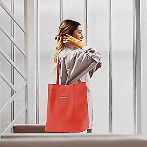 BONNY DODO Stylish Canvas Totes Bags for Women Shoulder Library Tote Bags Travel Casual Bag Book Teacher Bags and Totes with Inner Pockets for Work Top Zipper Closure, Daily Essentials (Orange)