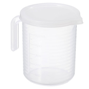 PATIKIL Graduated Beaker, 500ml PP Plastic Liquid Measuring Cup Double Sided Graduations with Handle Lid and Spout for Lab Kitchen Home