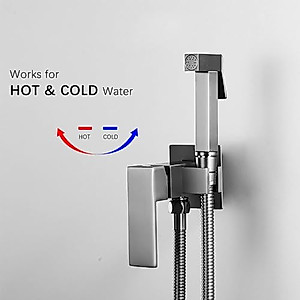 GTFDXJ Handheld Bidet Sprayer, Toilet Shower Kit, Brushed Gray Brass Bidet Toilet Sprayer Bidet Sprayer Kit, Toilet Sprayer with Hose and Mixing Valve