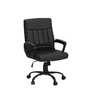 CLATINA Mid Back Leather Office Executive Chair with Lumbar Support and Padded Armrestes Swivel Adjustable Ergonomic Design for Home Computer Desk 4 Pack