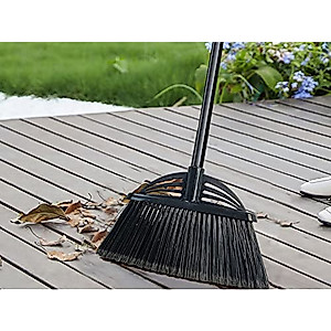 Xifando Four-Section Rod Long-Handled Broom,Heavy-Duty Broom, Angle Broom for Outdoor/Indoor（Black+Blue）