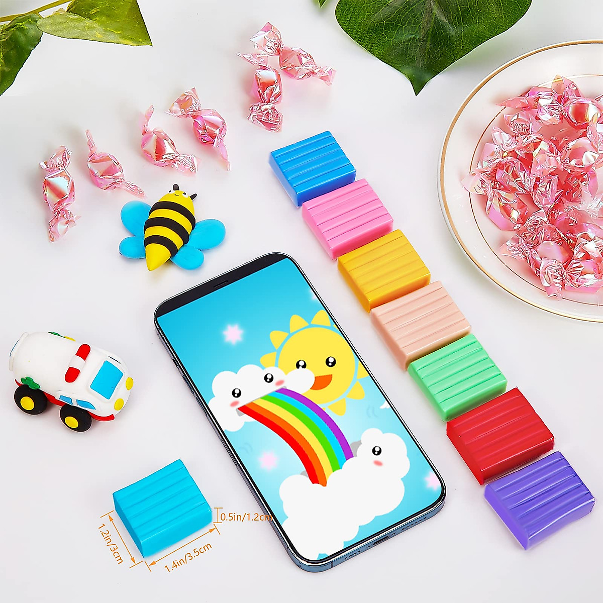 CiaraQ Small Modeling Clay Set, 12 Colors Safe & Non-Toxic Oven Bake Polymer Clay Starter Kit for Kids/Beginners