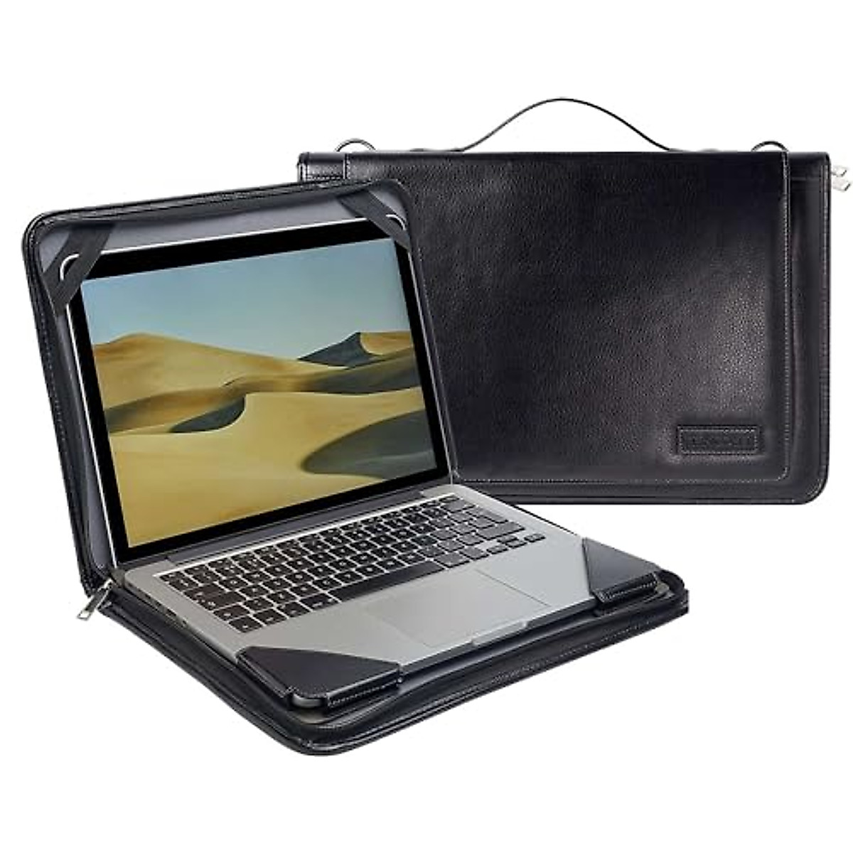 Broonel Black Leather Laptop Messenger Case - Compatible with ASUS ProArt StudioBook Pro X W730G5T