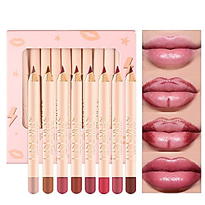 Mrettick 12 Colors Matte Lip Liner Pens Set Long-Lasting Creamy Lip Liner Natural Lip Makeup Soft Pencils Lipstick Set (#1)