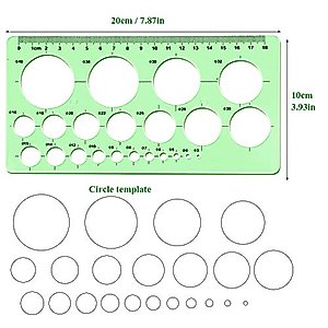 Circle Templates Measuring Geometry Ruler Shape Stencils Drawing Set Plastic Geometric Drawing Painting Stencils Oval Templates Scale Drafting Tools for School, Office, Building Formwork, Drawings