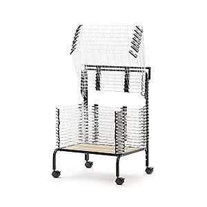 Copernicus Wide 20-Shelf Spring-Loaded Rolling Art Drying Rack for Classrooms and Art Studios, White/Black