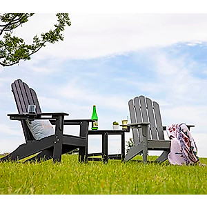 DAILYLIFE Adirondack Chair, Plastic All-Weather Resistant Outdoor Chairs with Cup Holder for Patio, Porch, Garden, Poolfront, Balcony, Firepit Backyard & Lawn Furniture Seating Grayish Brown