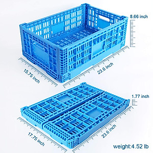QTJH Collapsible Storage Bin Containe，52 Liter Transfer box,crate Transit storage of various items (23.6" L x 15.7" W x 8.6" H)