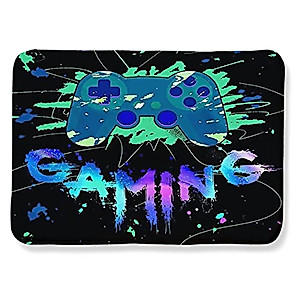 LUCKY&DONG Anime Gamer Rugs for Bedroom Boys Teens Printed Game Gamepad Carpets Living Room Mat Home Decor Non-Slip Crystal Floor Polyester Gamer Decor Doormats 17.5x31.5in