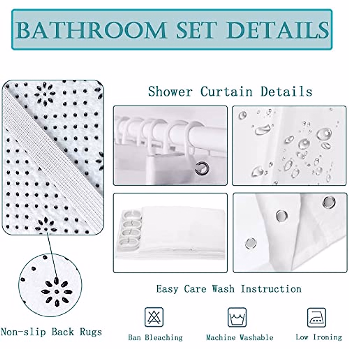 Funny Black Bear Shower Curtain Set,Bathroom Sets with Shower Curtain and Rugs,Bathroom Decor Shower Curtain Sets- 70.86" x 70.86" Shower Curtain,12 Hooks,Non-Slip Bath Mat,Contour Mat