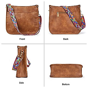 HKCLUF Crossbody Bags for Women Shoulder Bag Leather Fashion Purse with 2 Adjustable Strap - Leopard Guitar Strap Purse for Girls