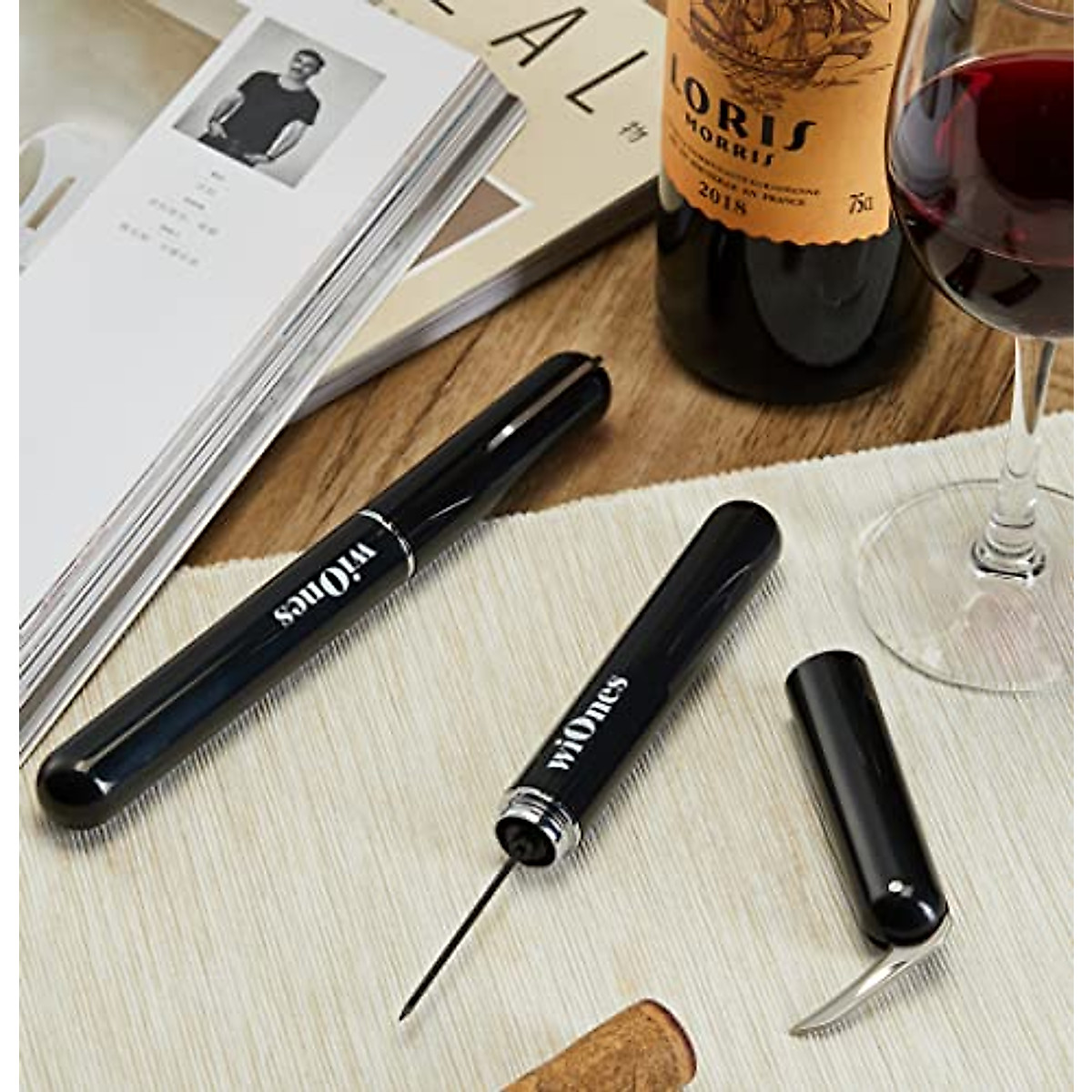 wiOnes 2022 Pocket Wine Opener, Air pump wine bottle opener, features built-in foil cutter and air pressure safeguard technology.