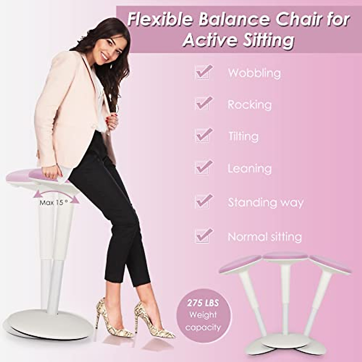 Giantex Height Adjustable Wobble Stool - Boost Focus & Posture