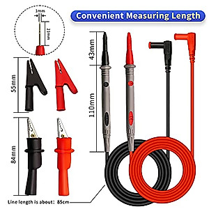 V TELESKY WG-011 III 1000V & CAT IV Test Lead and Safety Alligator Clips Soft Silicone Electrician Test Leads Kit with Silicone Alligator Clips CAT600V (Test Lead)