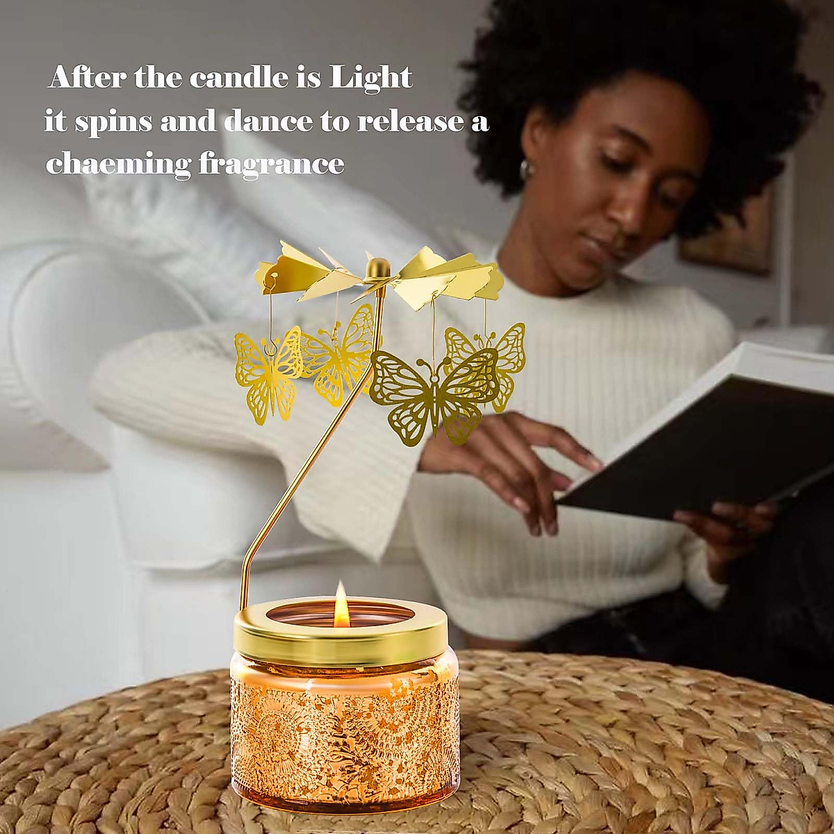 Butterfly Candle Gifts for Women, Unique Birthday Gift for Mom Sister Wife Best Friend Girlfriend Teacher Colleagues, Rotatable Scented Candles for Birthday, Christmas, Thanksgiving and Valentines