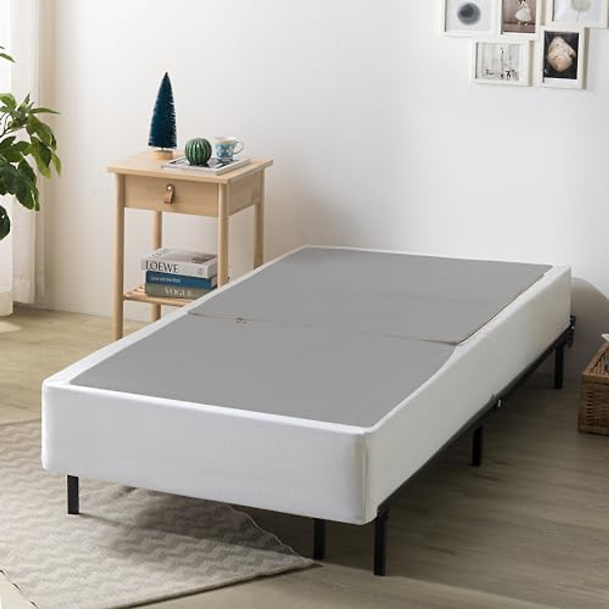 ZINUS 9 Inch Box Spring with Cover, No Assembly Mattress Foundation, Sturdy Metal Structure, Twin XL, White