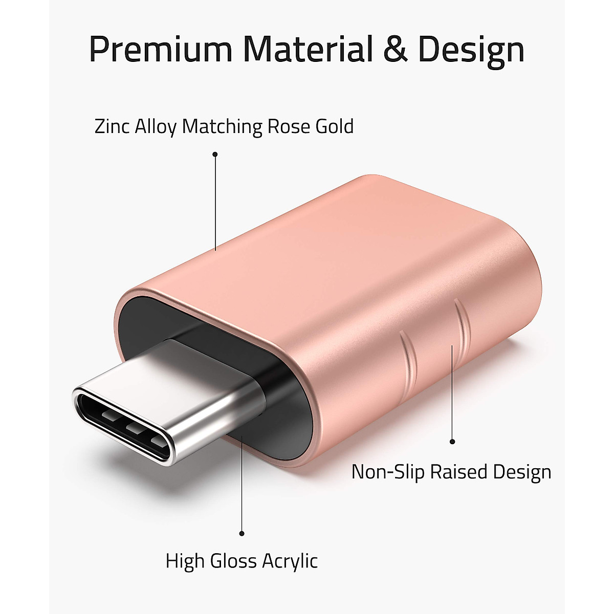Syntech [2 Pack USB Male to USB3 Female Adapter Compatible with iPhone 16 Pro Max iMac iPad Mini/Pro 2023 Pro MacBook Air 2020 and Other Type C Devices, Rose Gold