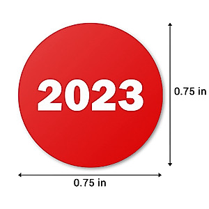 300/Pack, 600 Labels - 2023 Year Stickers – 0.75 Inch Round, Bright Red - Color Coded 2023 Labels / 2023 Year Tabs for Book Keeping, File Folder Organization Labels