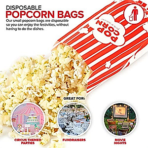 1 oz Paper Popcorn Bags Bulk (500 Pack) Small Red & White Pop-corn Bag Disposable for Carnival Themed Party, Movie Night, Halloween, Popcorn Machine Accessories & Supplies, Individual Servings