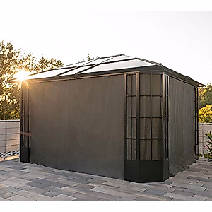 Sojag Accessories Set of 4 12' x 14' Polyester Outdoor Curtains for Savino Gazebo Sun Shelter, Grey