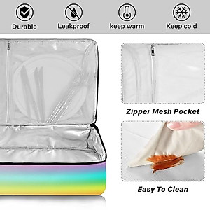 Kcldeci Insulated Thermal Food Carrier Insulated Casserole Carrier for Hot or Cold Food,Rainbow Blurry Insulated Tote Bag for Potluck Cookouts Parties Picnic,Lasagna Lugger