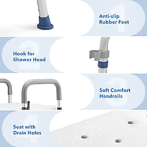 GreenChief Swivel Shower Chair for Inside Shower - Handicap Bath Chair with Drop Arms and Back, 360 Degree Rotating Shower Seat for for Elderly and Disabled (300 LB)