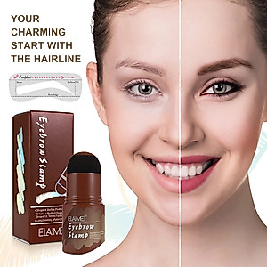 Eyebrow Stamp and Eyebrow Stencil Kit, Long Lasting Brow Stamp Kit for Perfect Eyebrow Makeup, Easy to Use, 10 Reusable Eye Brow Stencil Kit for Women Beginners (Dark Brown)